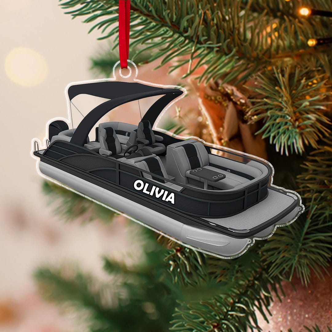 Personalized Pontoon Boat Acrylic Ornament, Custom Boat Christmas Tree ...