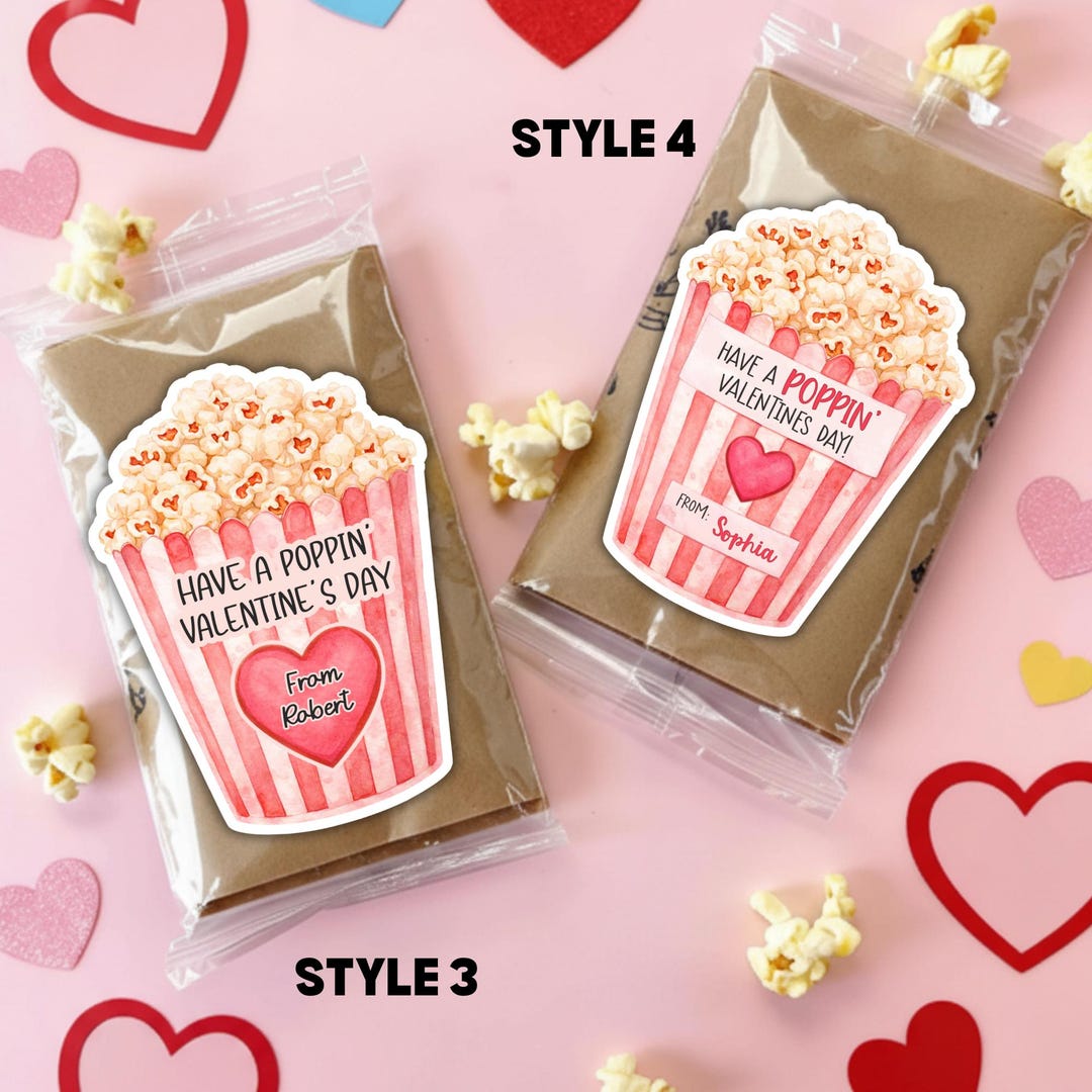 Personalized Have a Poppin Valentine's Day Stickers, Custom Name ...