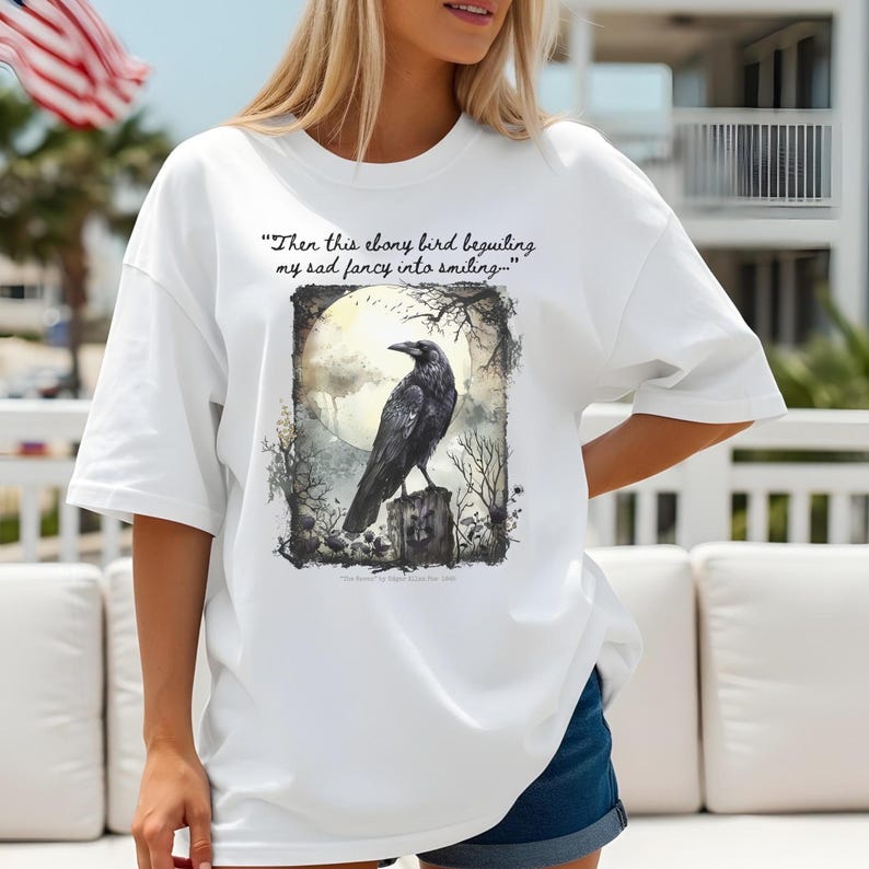 Edgar Allan Poe Raven T-shirt: Poetcore Shirt, Gothic Dark Academia ...