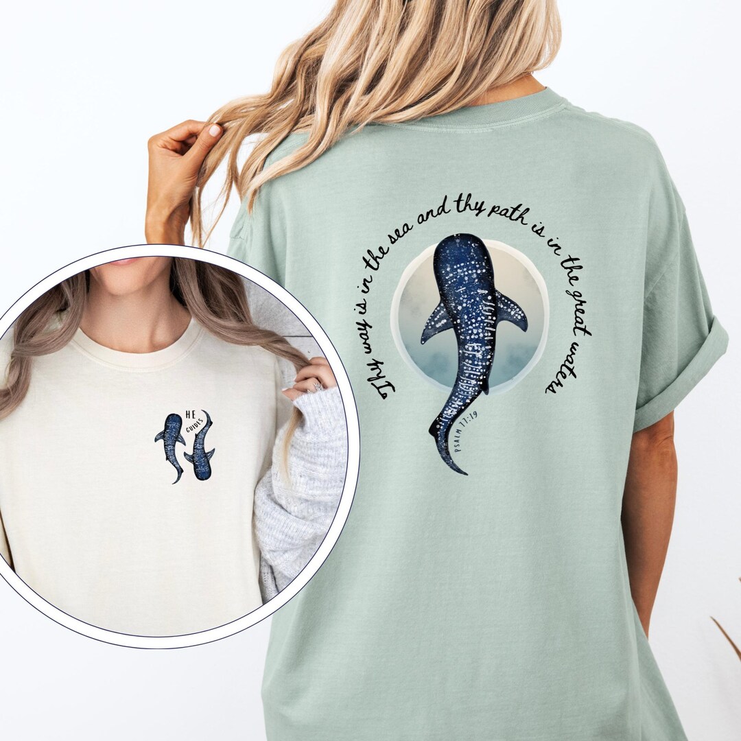 Christian Whale Shark T-shirt, Psalm 77-19 Thy Way is the Sea Faith Tee ...