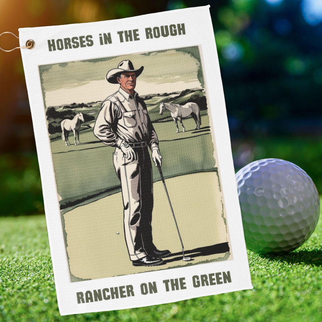 Funny Golf Towels Rancher and Horse Theme Perfect for Golf Enthusiasts ...
