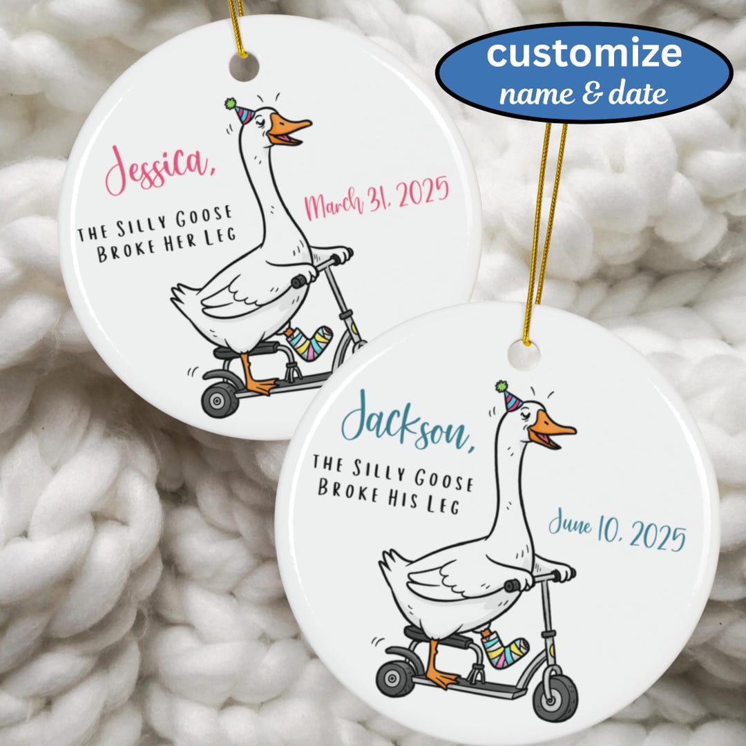 Personalized Broken Leg Christmas Ornament, Xmas Silly Goose Custom ...