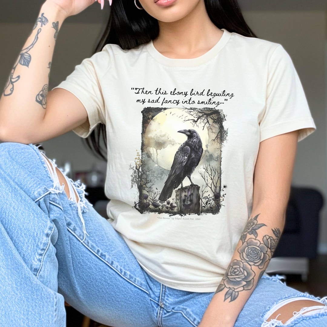 Edgar Allan Poe Raven T-shirt: Poetcore Shirt, Gothic Dark Academia ...
