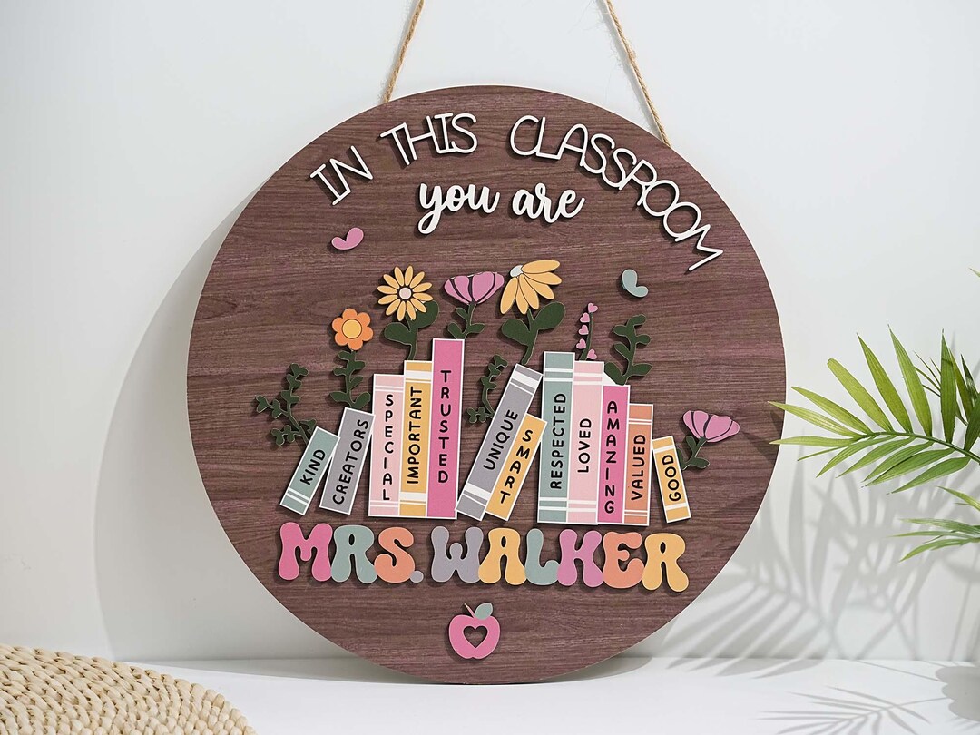 Personalized 3D Teacher Door Hanger,custom Wood School Sign,in This ...