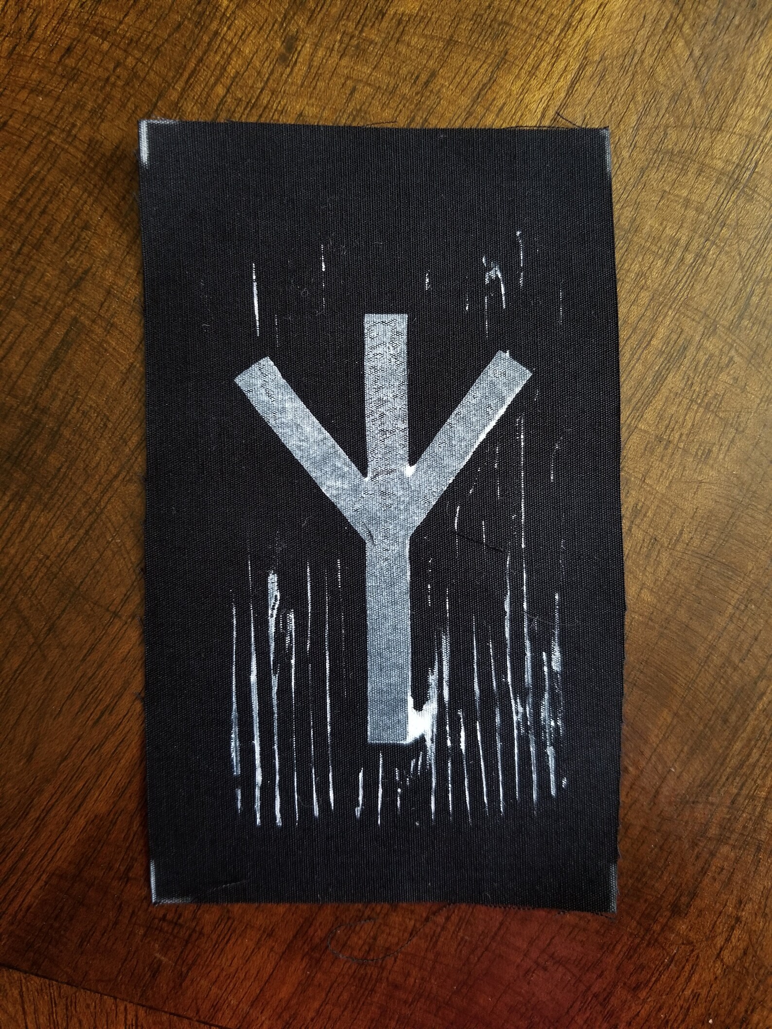 Algiz Rune Hand Stamped Patch Elhaz Hand Made Rune Patches | Etsy
