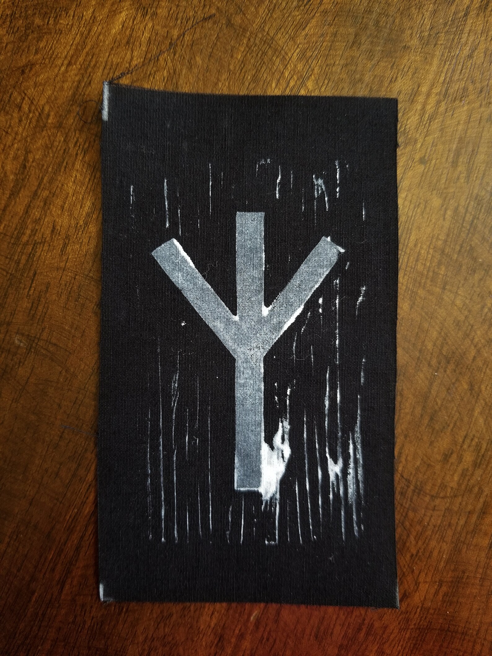 Algiz Rune Hand Stamped Patch Elhaz Hand Made Rune Patches | Etsy