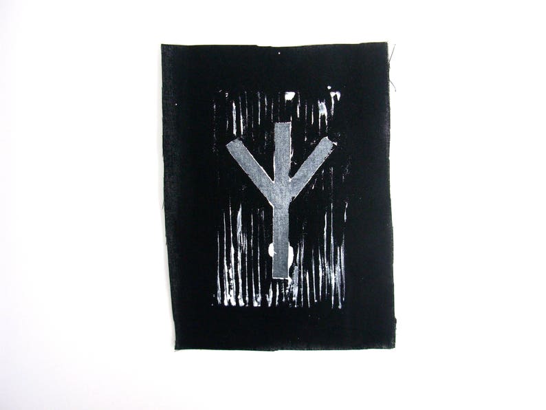 Algiz rune hand stamped patch Elhaz hand made rune patches | Etsy