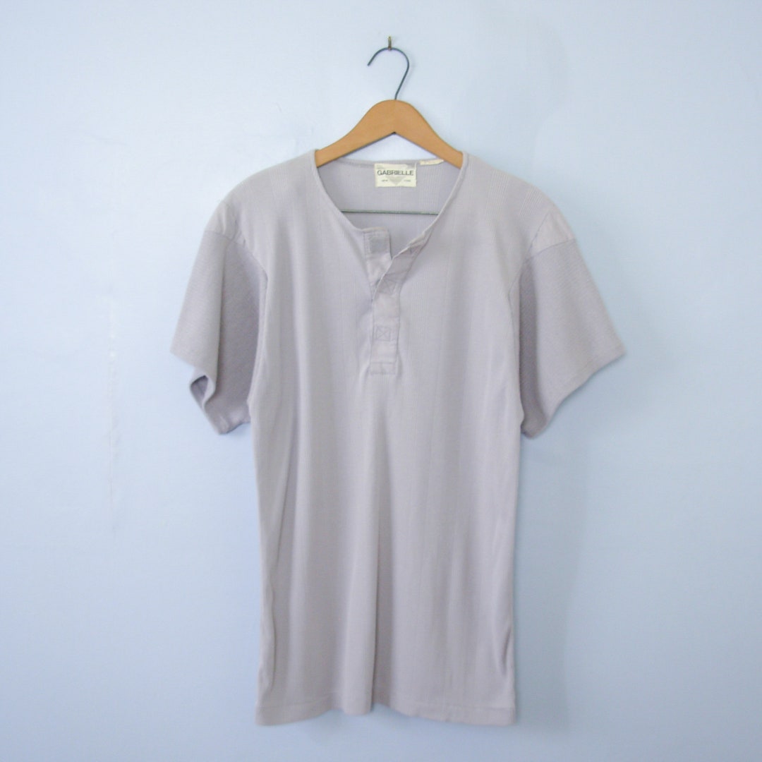 Vintage 80's Grey Henley Tee Shirt, Men's Size Medium - Etsy