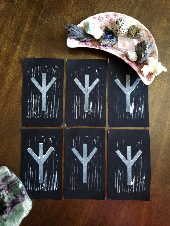 Algiz Rune Hand Stamped Patch Elhaz Hand Made Rune Patches | Etsy