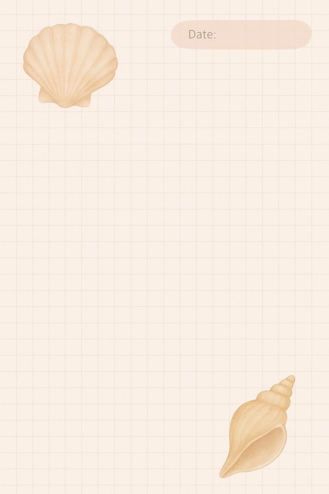 Seashell Digital Note Page – Aesthetic Beach Stationery, Printable ...