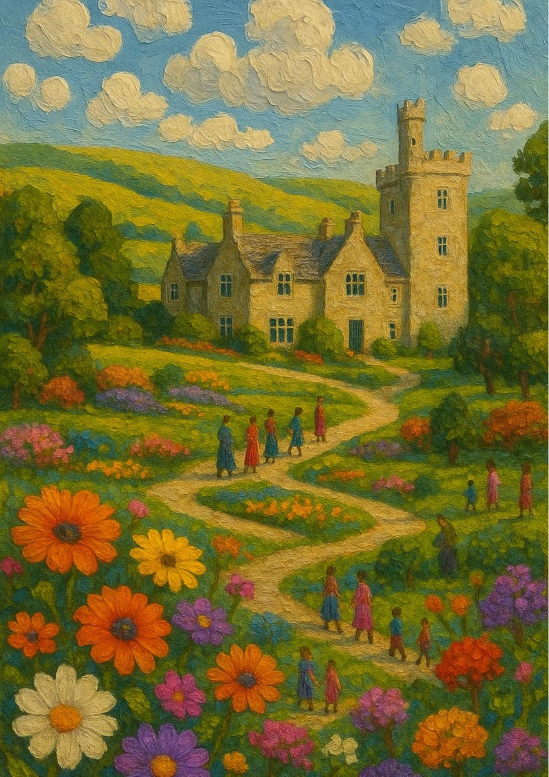 Cottagecore Castle Garden Print: Whimsical Summer Landscape (digital ...