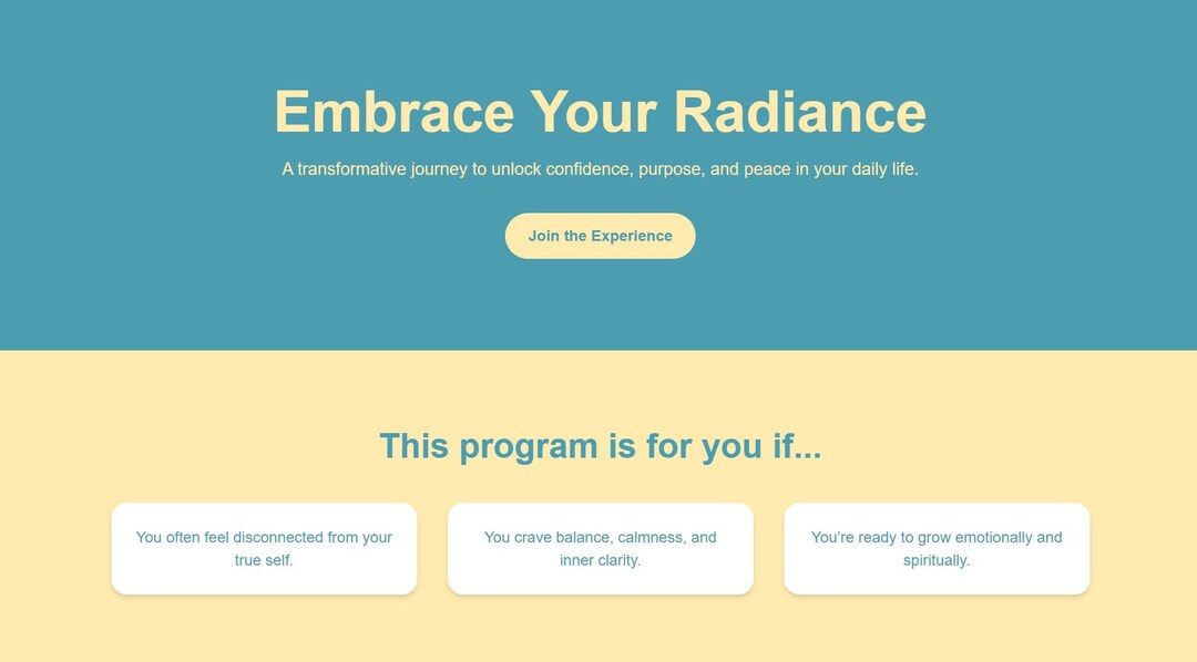 Embrace Your Radiance Website Template | Calm & Empowering HTML Design ...