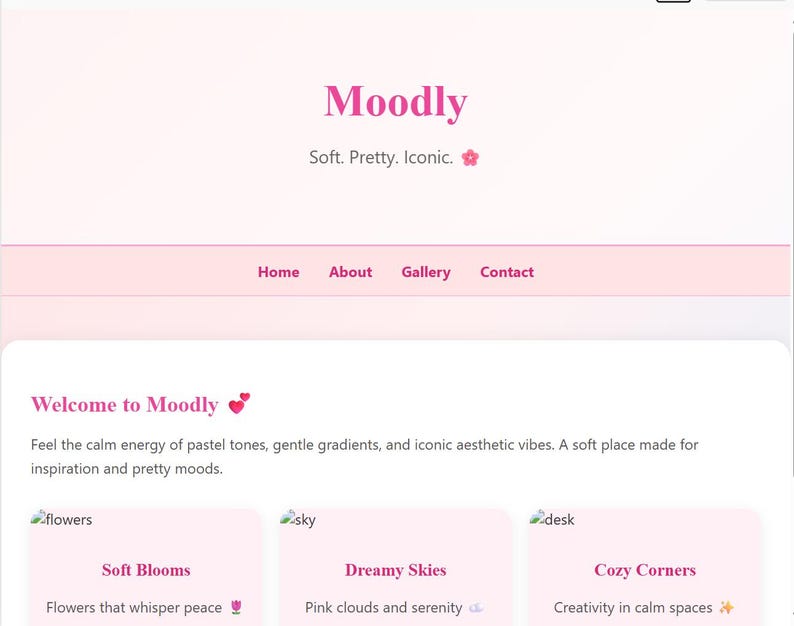 Moodly – Soft Aesthetic Website Template, Feminine HTML Portfolio ...