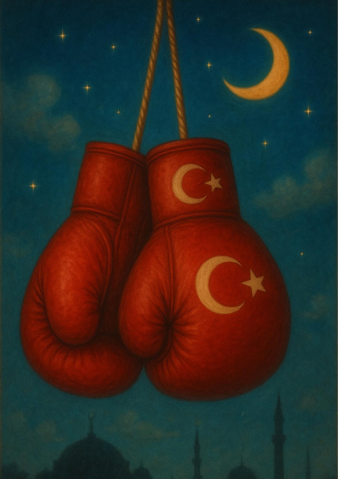 Turkish Boxing Gloves Poster: Crescent & Star Ottoman Art (digital ...