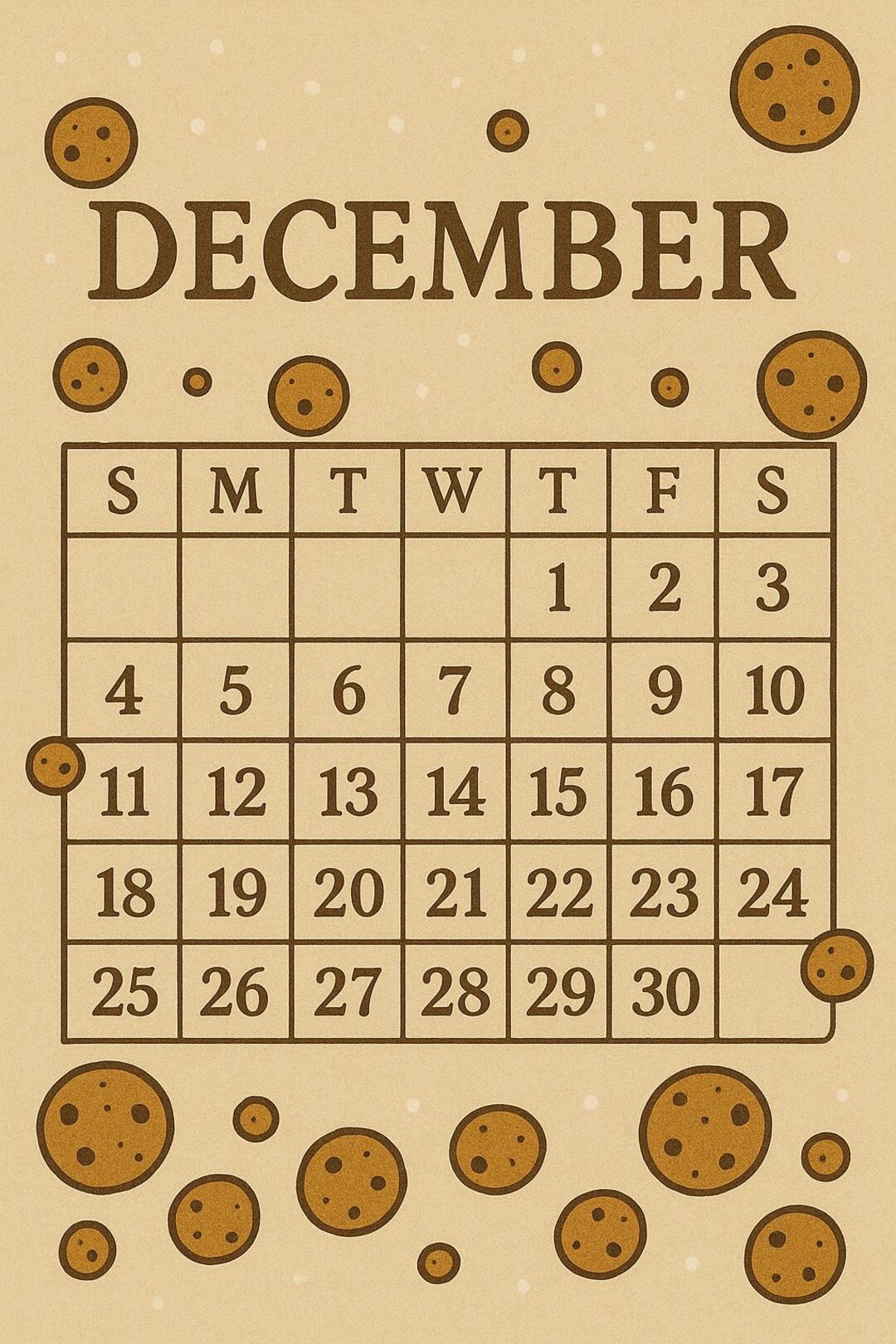 December Cookie Calendar Printable – Holiday Planner (digital Download ...