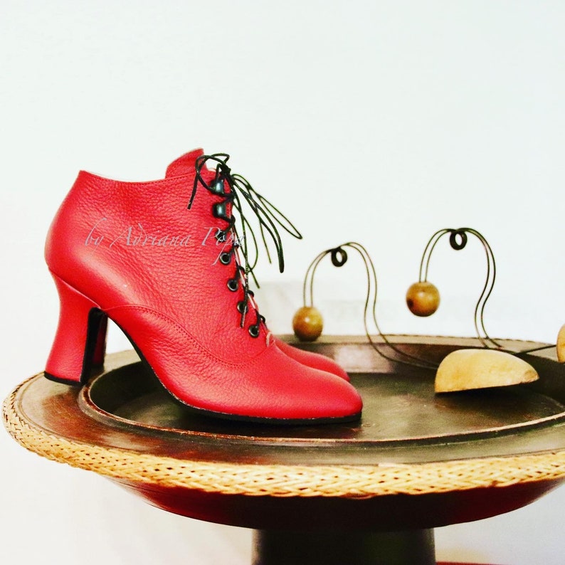 Red Boots Red Shoes Red Leather Boots Retro Boots Red | Etsy