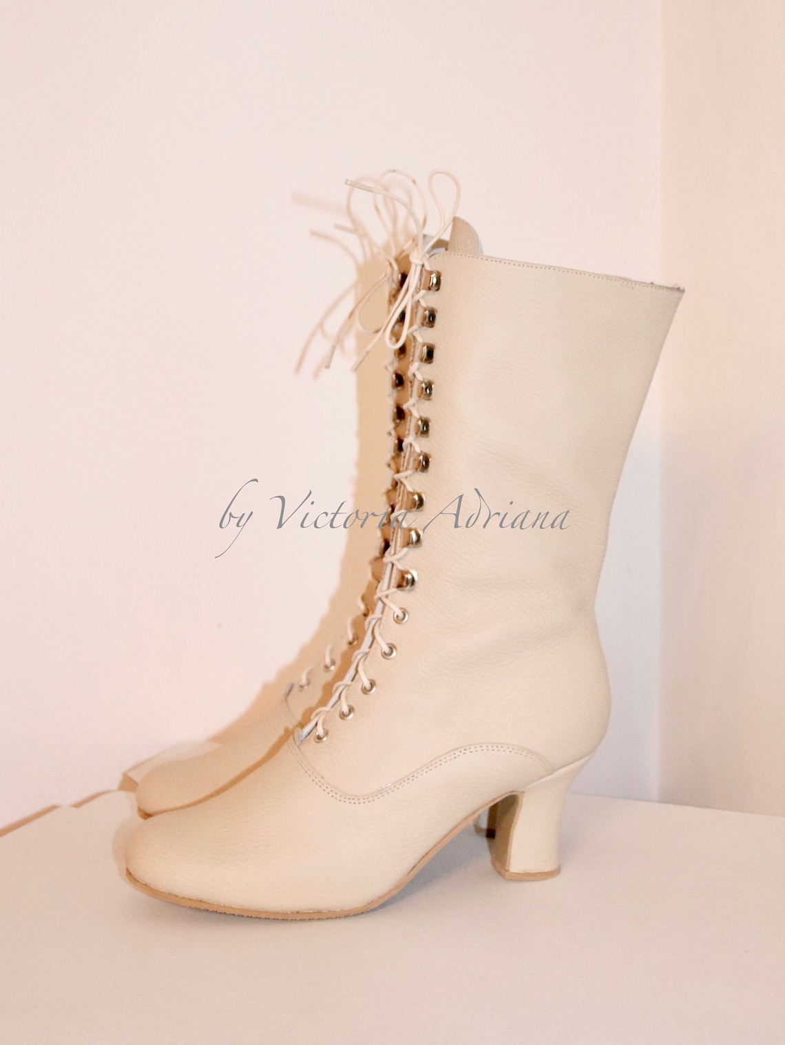Off White Leather Boots Victorian Boots Regency Boots - Etsy