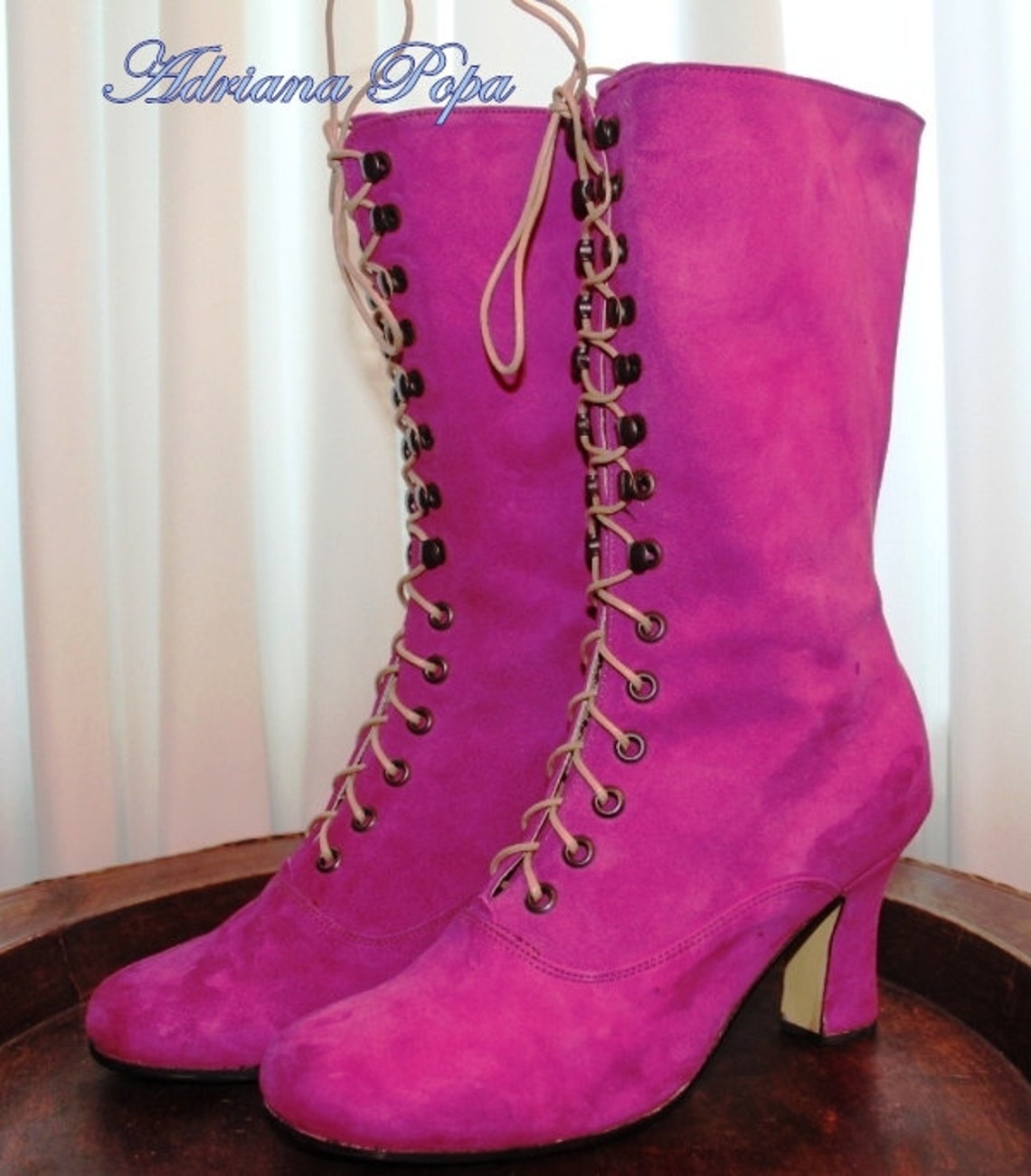 Hot Fuchsia Boots Hot Pink Boots Leather Boots Victorian Boots - Etsy