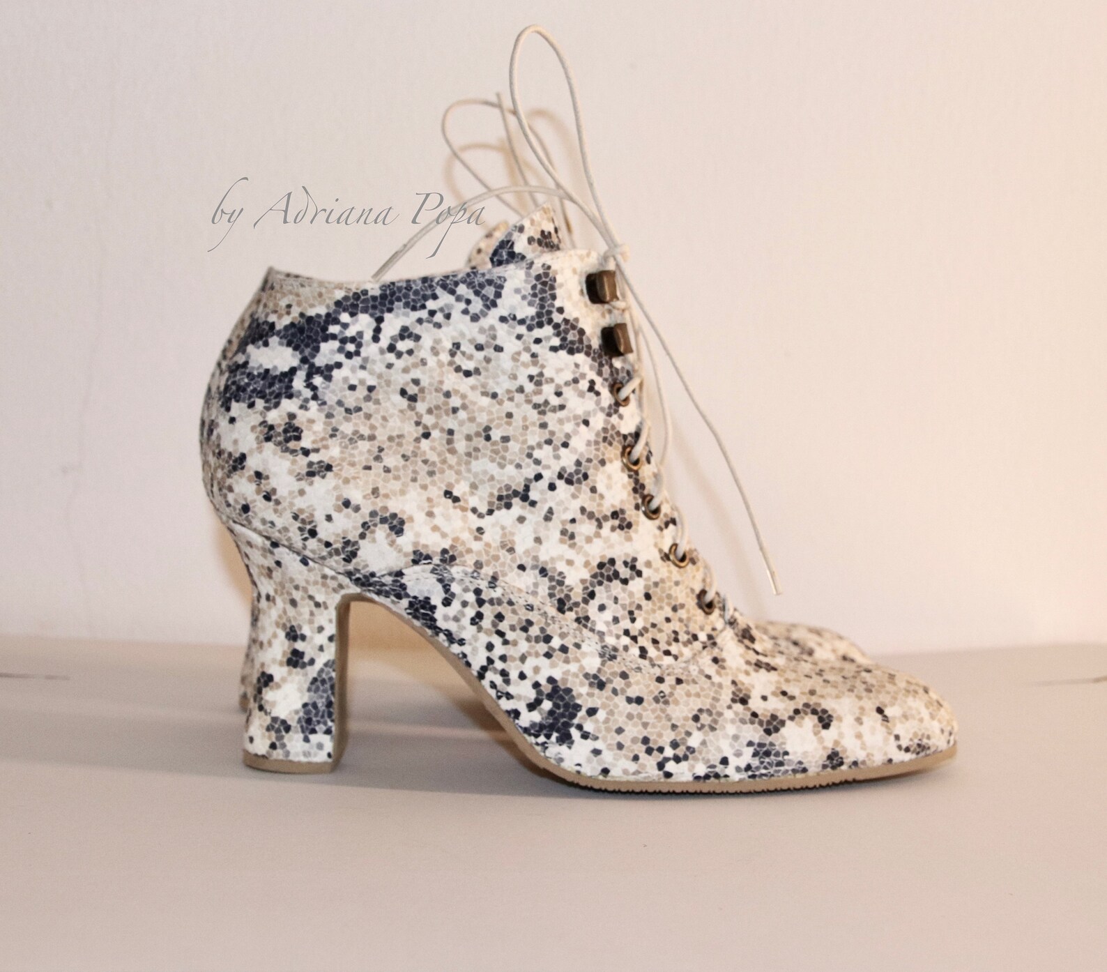 Pixel Print Leather Boots Victorian Boots Ankle Boots - Etsy