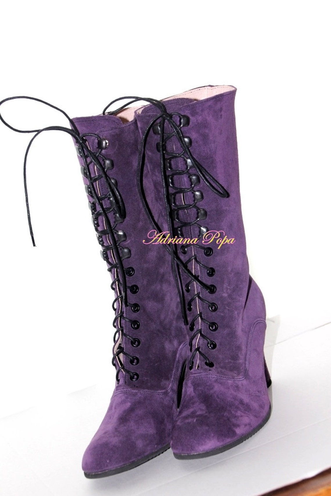 Very Peri Boots Suede Leather Boots Victorian Boots Purple - Etsy