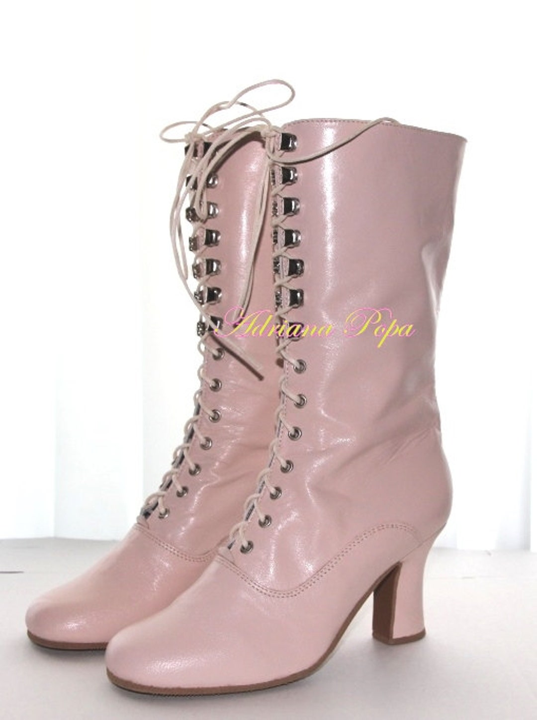 Peach Fuzz Boots , Light Pink Boots , Baby Pink Leather Boots , Short ...