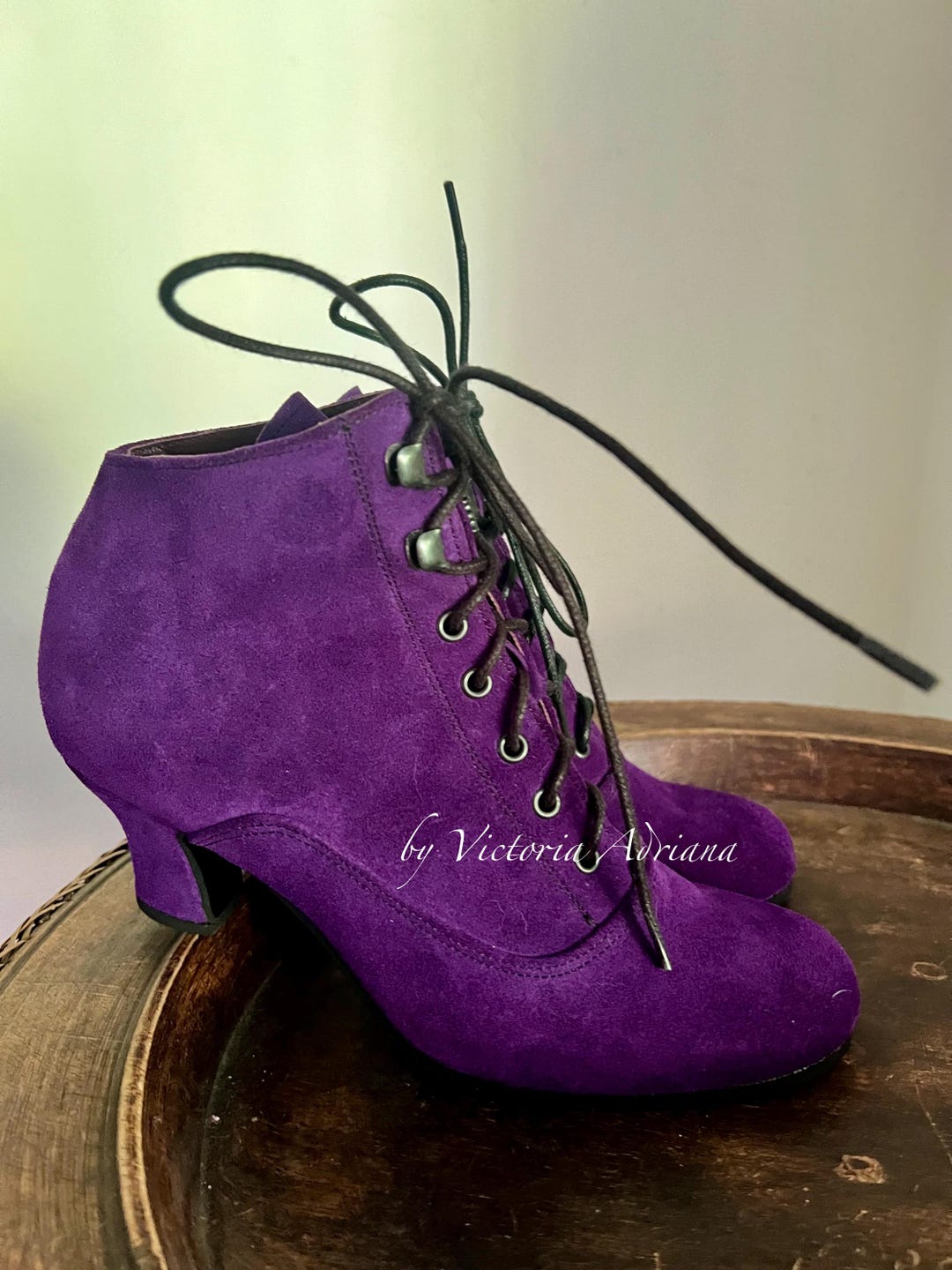 Ankle Boots , Bright Indigo Boots , Suede Leather Boots , Victorian ...