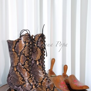Python Embossed Leather Boots Victorian Boots Python Replica - Etsy