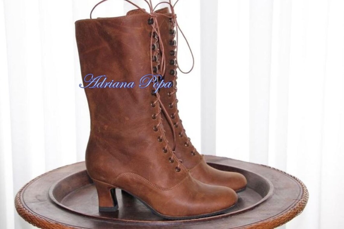 Victorian Boots Steampunk Boots Worn Brown Victorian Boots - Etsy