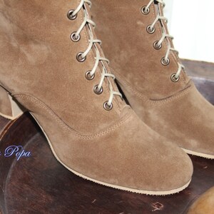 Cappuccino Suede Leather Boots , Victorian Boots , Bridal Boots ...