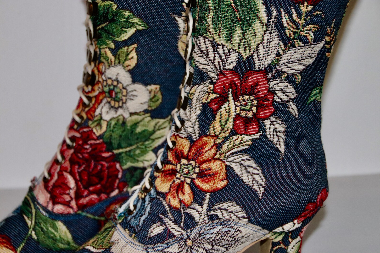 Baroque Fabric Boots Brocade Boots Eco Boots Lace up Boots - Etsy