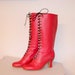 Coral Red Leather Boots Knee High Boots Victorian Boots Coral Red ...