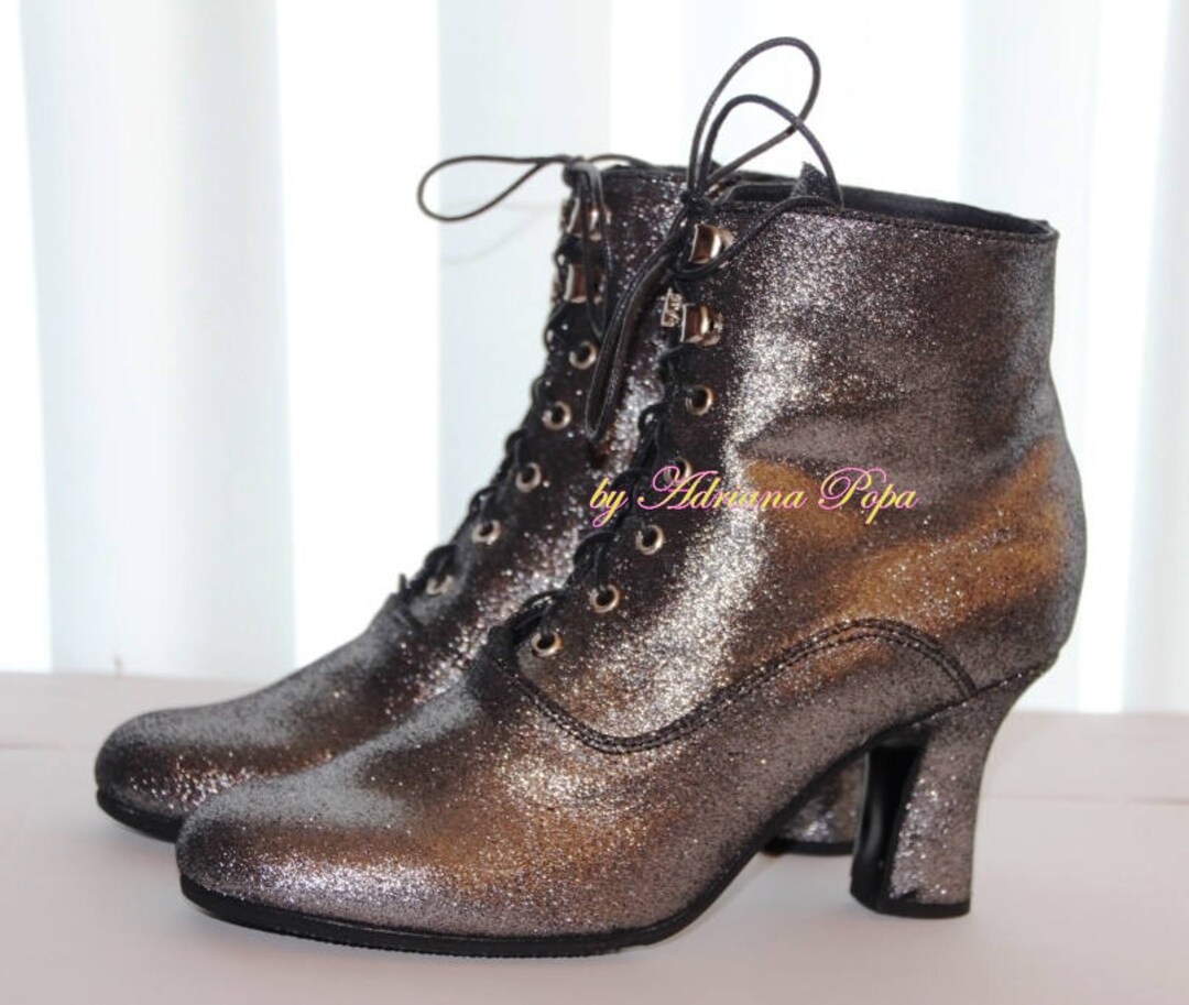 Ankle Boots , Victorian Boots , Black Shimmer Boots , Regency Boots ...