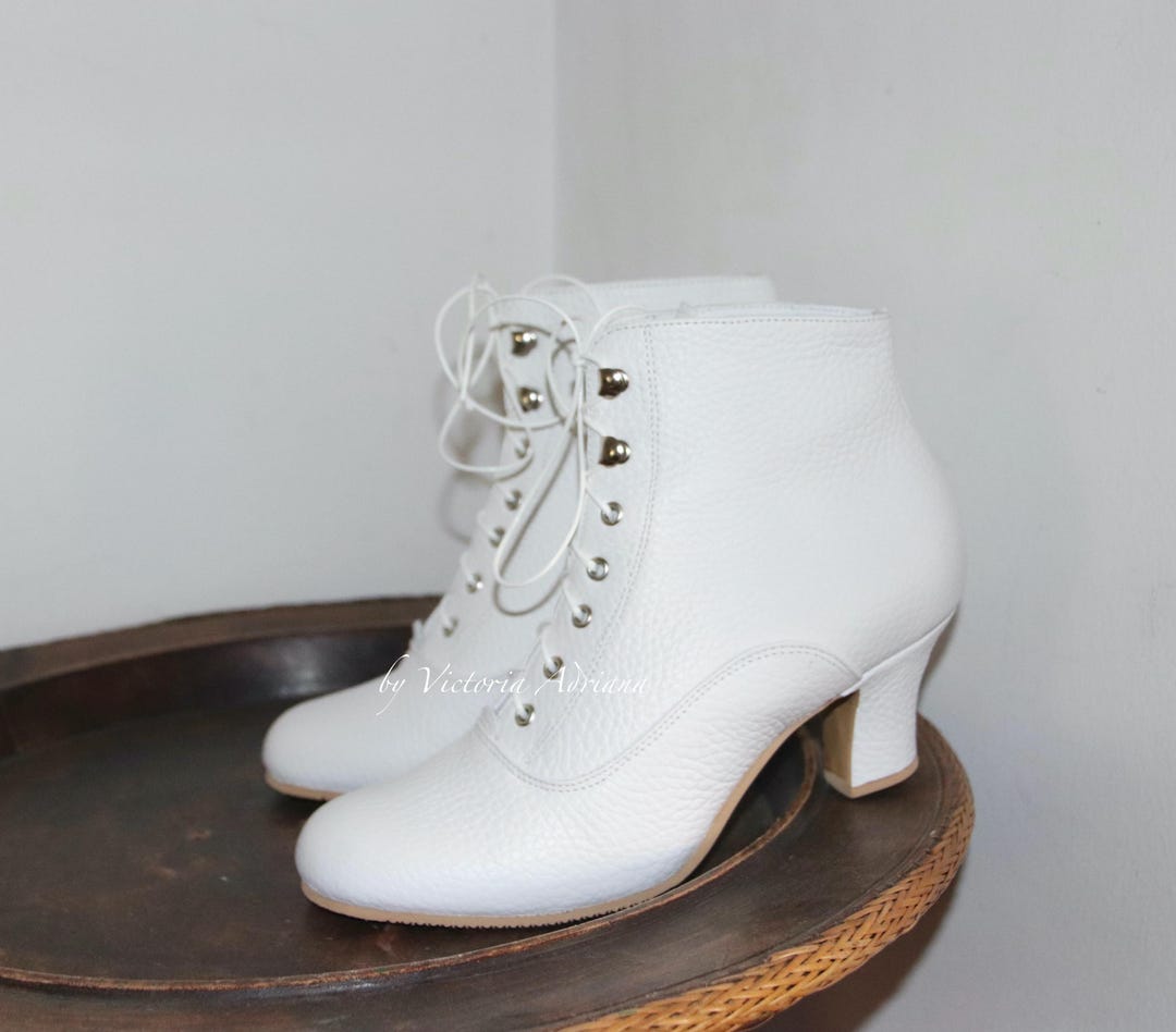 Ankle Boots , Bridal Boots , White Leather Boots , White Shoes ...