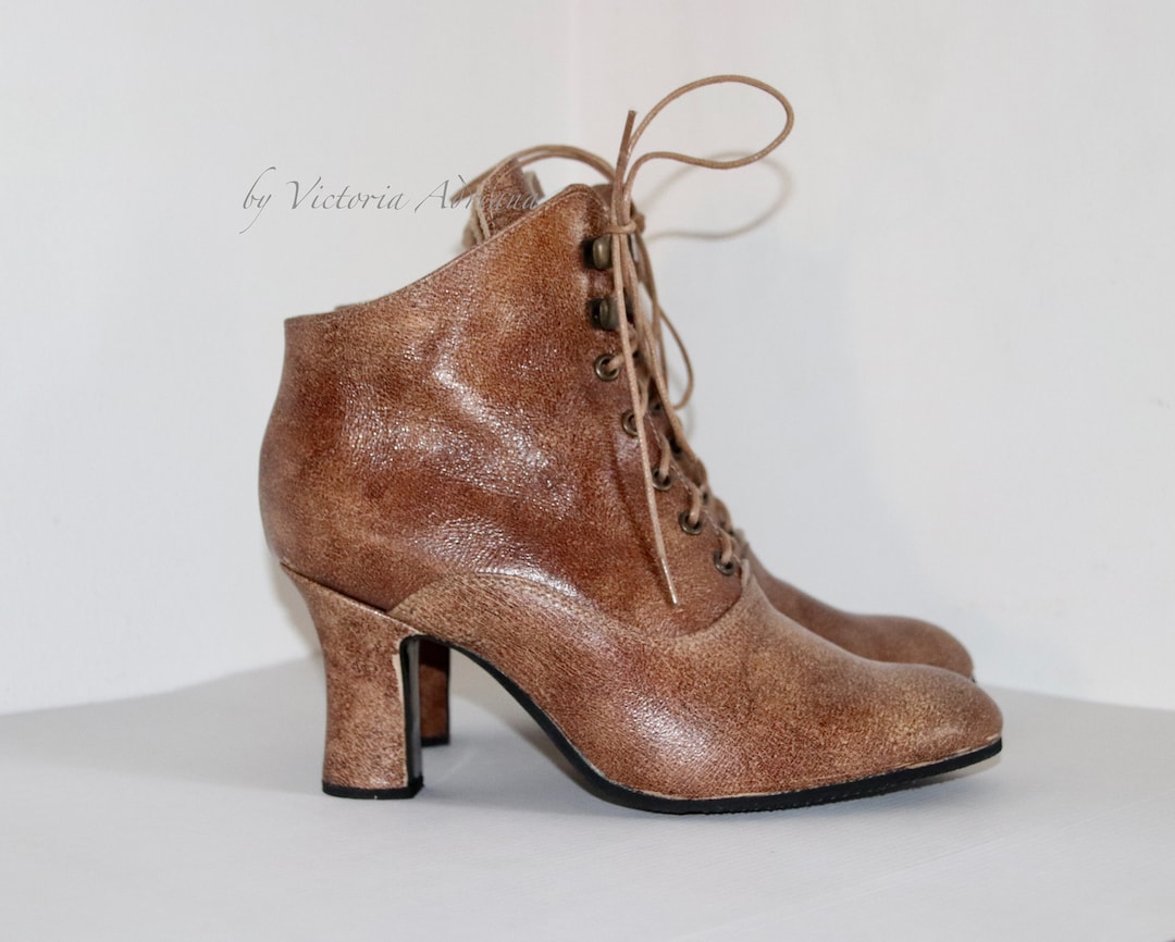 Ankle Boots , Brown Leather Boots , Victorian Ankle Boots , Retro Style ...