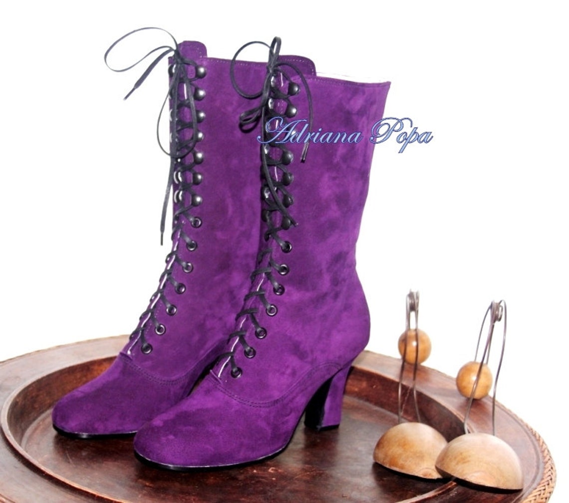 Royal Indigo Boots Indigo Suede Leather Boots Victorian Boots - Etsy