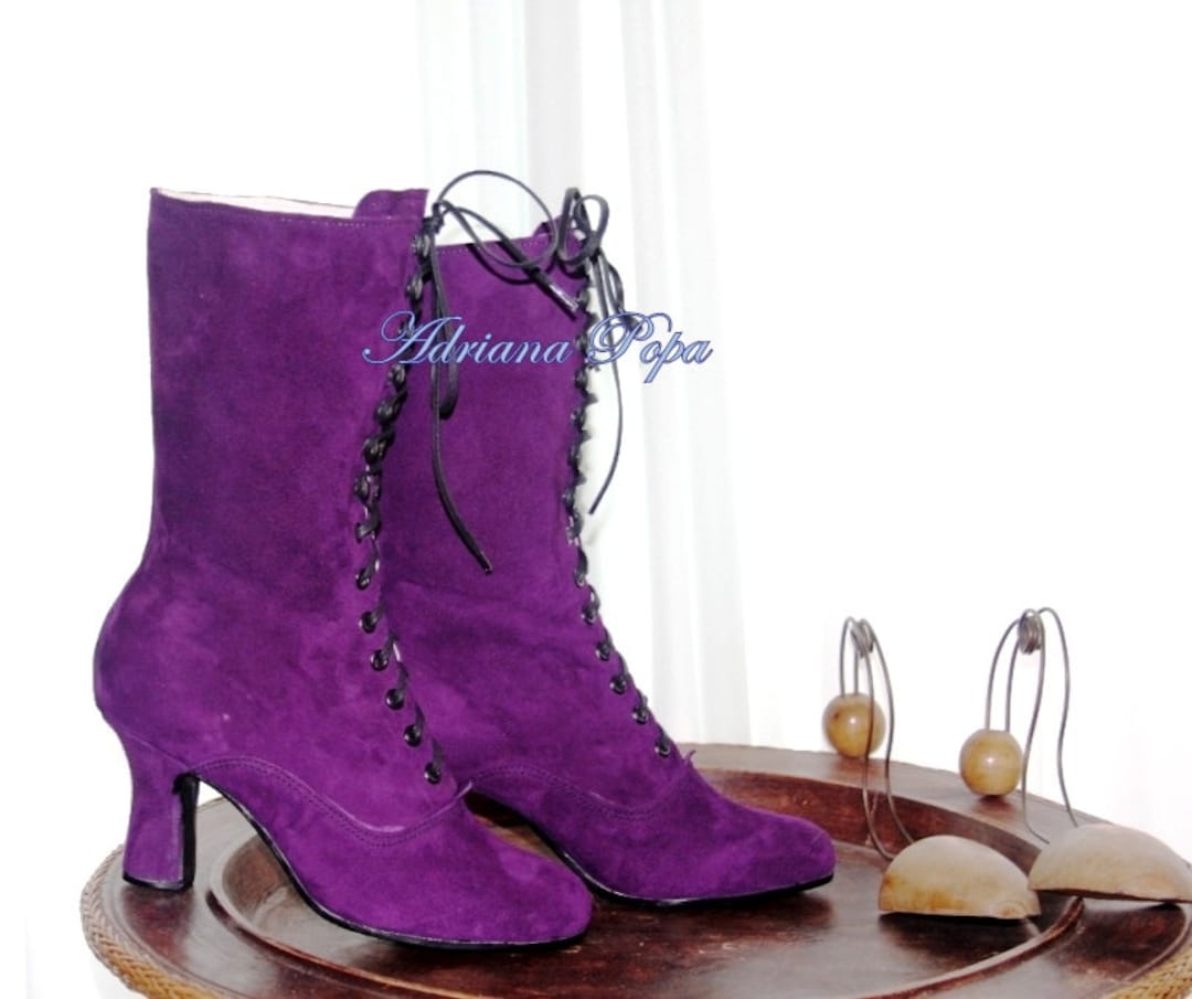 Royal Indigo Boots Indigo Suede Leather Boots Victorian Boots Royal ...