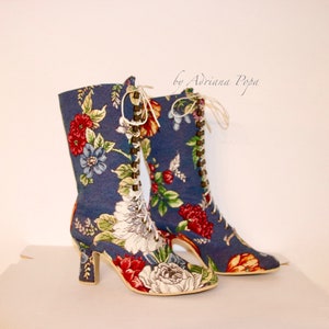 Baroque Fabric Boots , Brocade Boots , Eco Fabric Boots , Lace up Boots ...