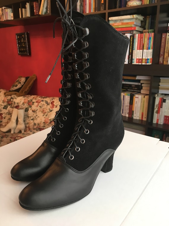Black Boots Victorian Boots Black Leather Boots Retro Boots - Etsy
