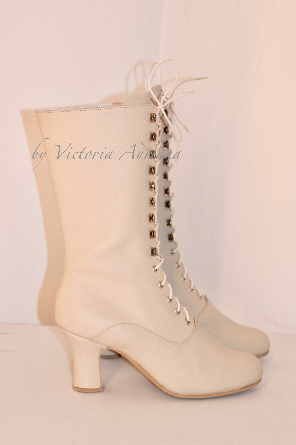 Off White Leather Boots Victorian Boots Regency Boots - Etsy