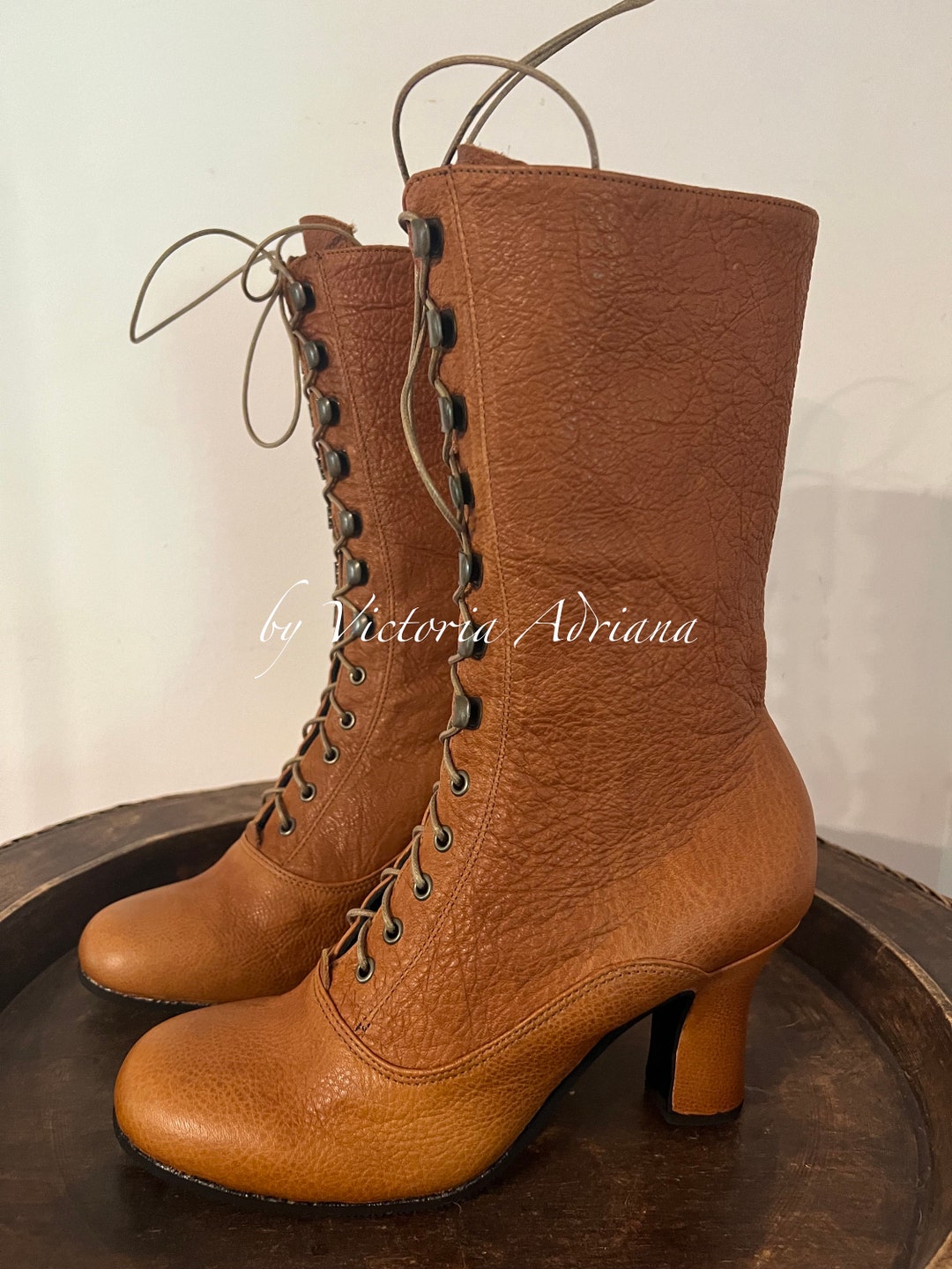 Victorian Boots , Antique Look Boots , Waxed Tanned Leather Boots ...
