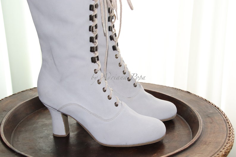 Off White Leather Boots White Victorian Boots Bridal Boots Retro White ...