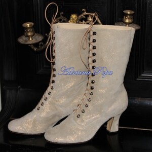 Off White Boots Shimmer Boots White Leather Boots White Shimmer Boots ...