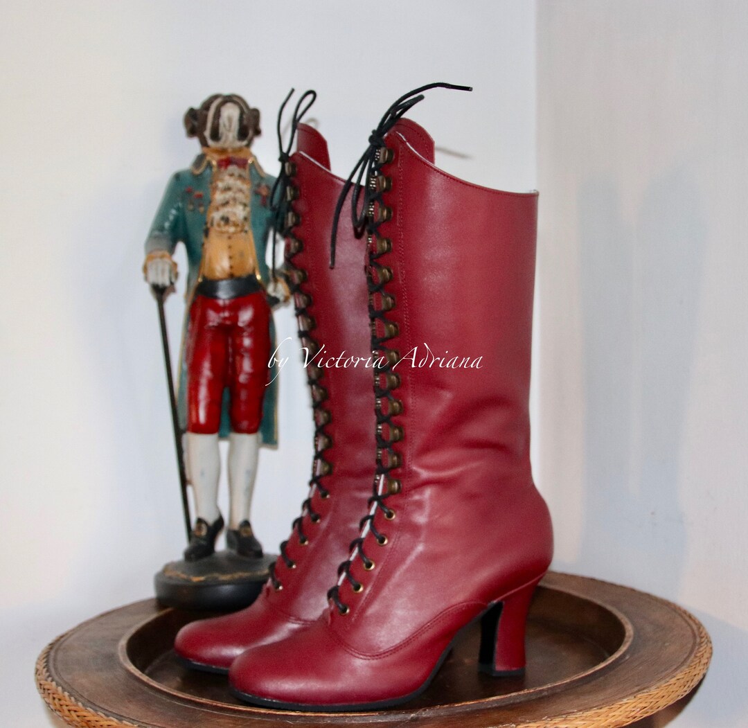 Burgundy Boots , Victorian Boots , Wine Colour Leather Boots ...