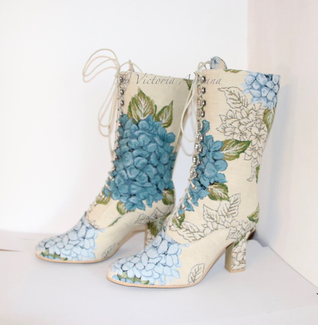 Brocade Boots , Eco Fabric Boots , Victorian Boots , Baroque Boots ...