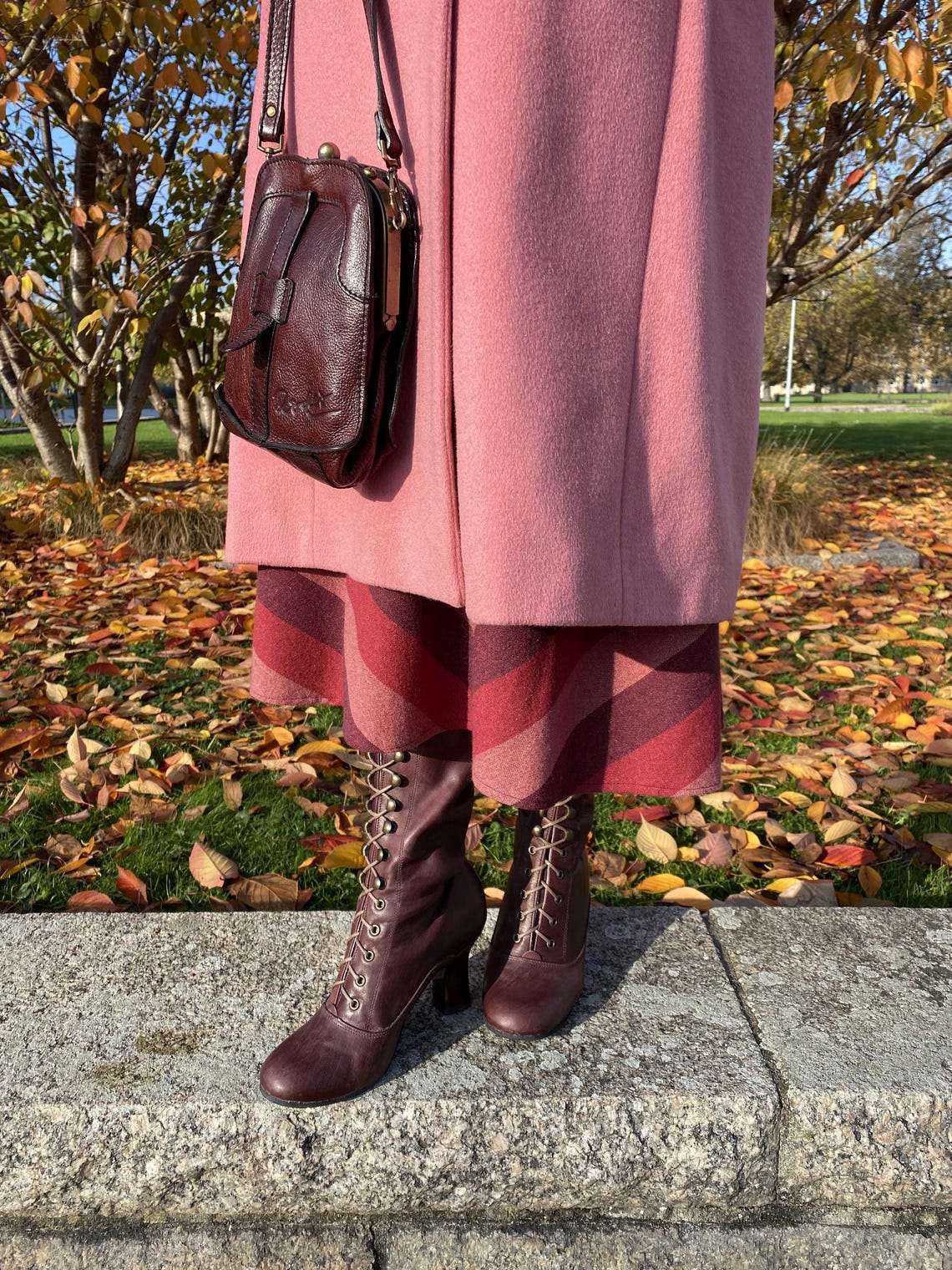 Burgundy Boots in Worn Leather Boots Victorian Boots Knee High Boots ...