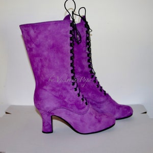 Purple Leather Boots Victorian Boots Royal Purple Boots Royal Purple ...