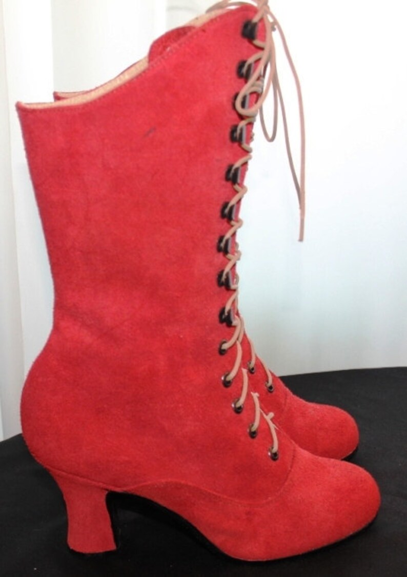 Red Leather Bots Red Victorian Boots Red Retro Boots Red Suede - Etsy ...