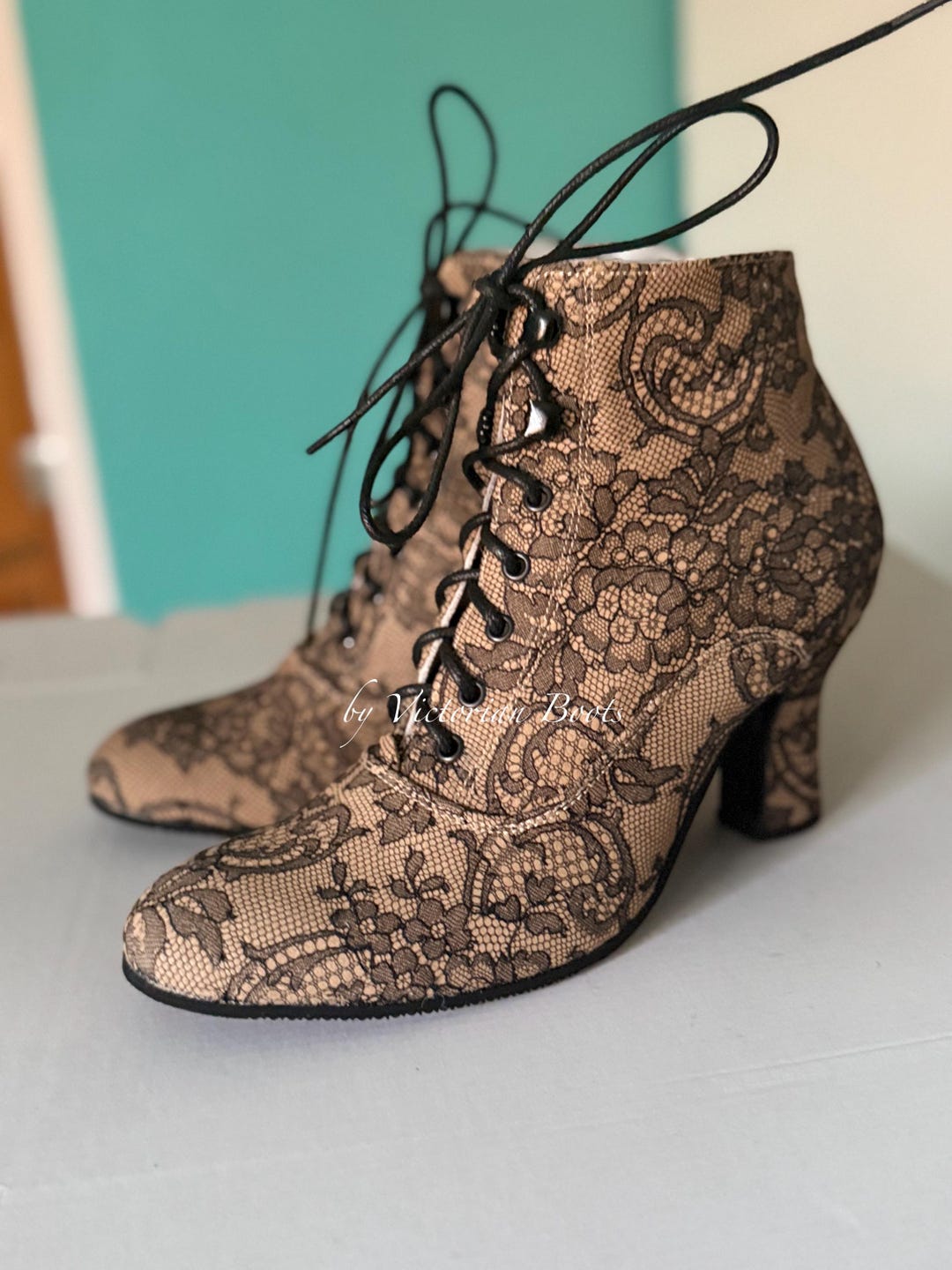 Wedding Victorian Boots , 1900's Style Boots , Black Lace Boots ...