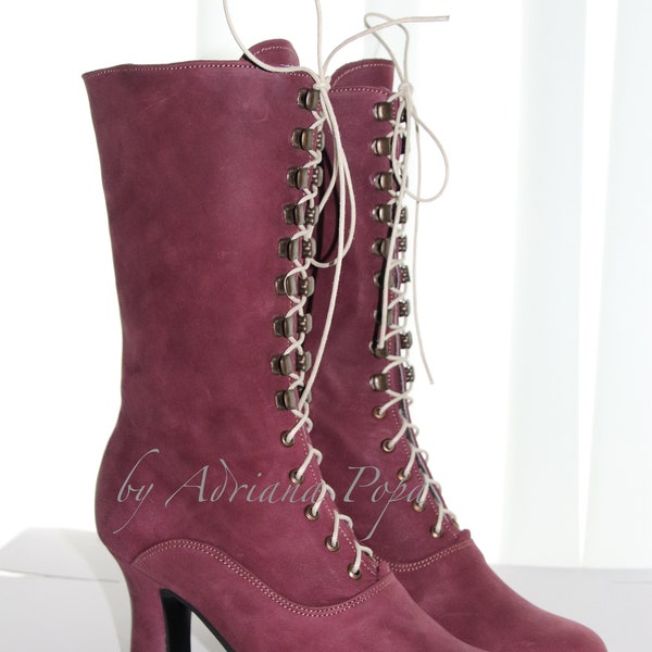 Burgundy Boots - Etsy