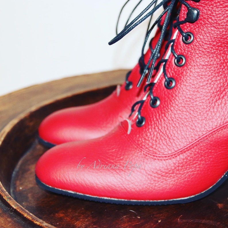 Red Boots Red Shoes Red Leather Boots Retro Boots Red | Etsy